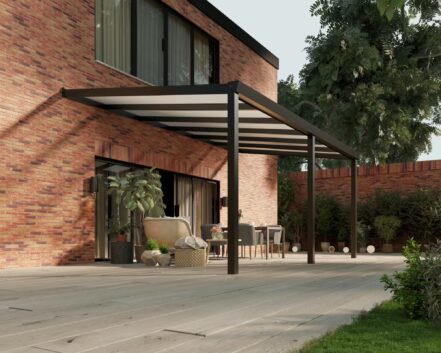 Polycarbonaat overkapping Plus 6 x 3,5 meter matzwart